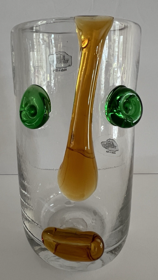 Rare Limited Run Blenko Glass Face Vase 200th Anniversary Glassmaking W ...