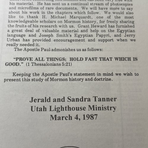 Mormonism Shadow or Reality Jerald Tanner LDS Church Fallacies ...