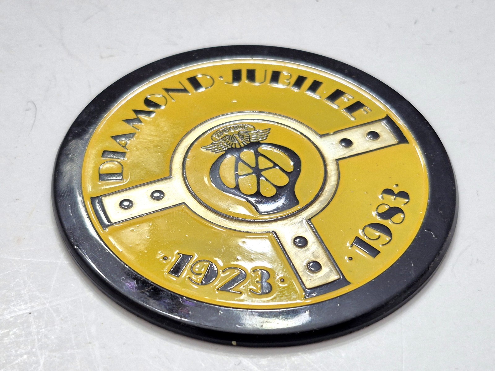 1983 AA Diamond Jubilee AUTO CAR BADGE ENAMEL Automobile Association ...