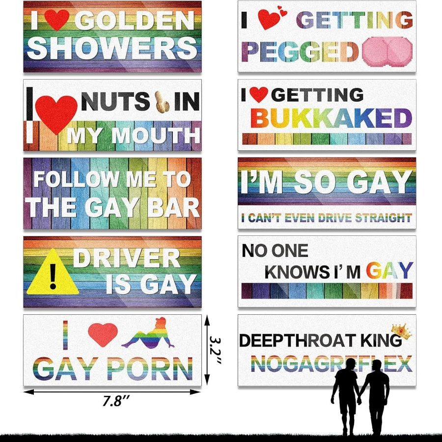 10 Pcs Bumper Decals Funny LGBT Stickers Rainbow Bumper Prank Car ...