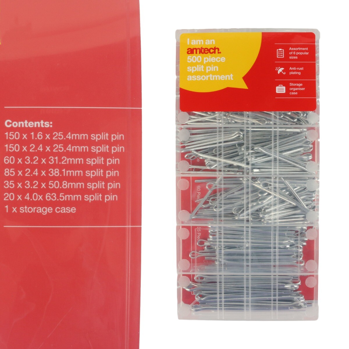 AMTECH SPLIT PIN SET Assorted Cotter Pieces Small Sizes 500Pc Workshop ...