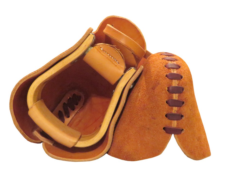 Western Tapaderos Saddle Stirrups - Rough Out Leather Laced Bull Nose ...