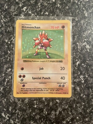 Shadowless Hitmonchan #2 - 7/102 Base Set - Holographic Pokemon Card ...