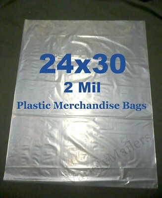 20 Extra Large 24x30 Clear 2 Mil Flat Plastic Merchandise / Storage ...