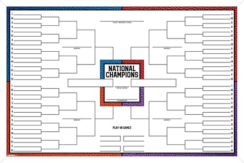 NCAA National Champions Bracket Poster – 68 Team Wall Chart Poster | eBay