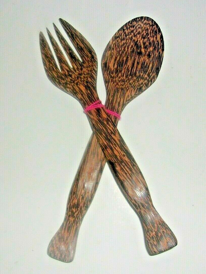 Kithul Wood Salad Spoon and Fork Natural Cooking Kitchen Utensils | eBay