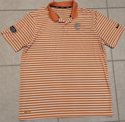 USED XL Nike UTEP Miners Short Sleeve Dri Fit Polo Shirt Striped Orange ...
