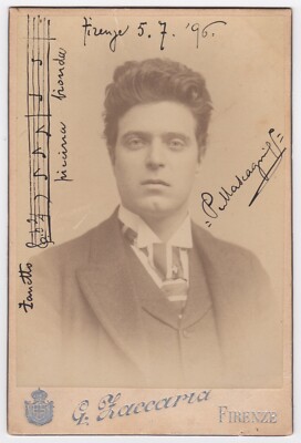 Mascagni, Pietro - Cabinet card photo with autograph musical quotation ...
