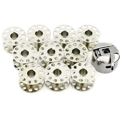 Bobbin Case & 10 Metal Bobbin Set For Singer Class 15, 15K, 15-30, 16 ...
