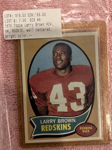 1970 Topps Football Card #24 LARRY BROWN Rookie Washington Redskins ...
