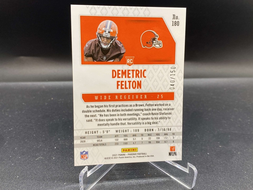 Demetric Felton 2021 Phoenix Teal #180 /150 Browns RC Rookie | eBay