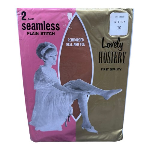 Vintage Lovely Hosiery 100% Nylon Seamless Stockings Melody 10 RHT ...