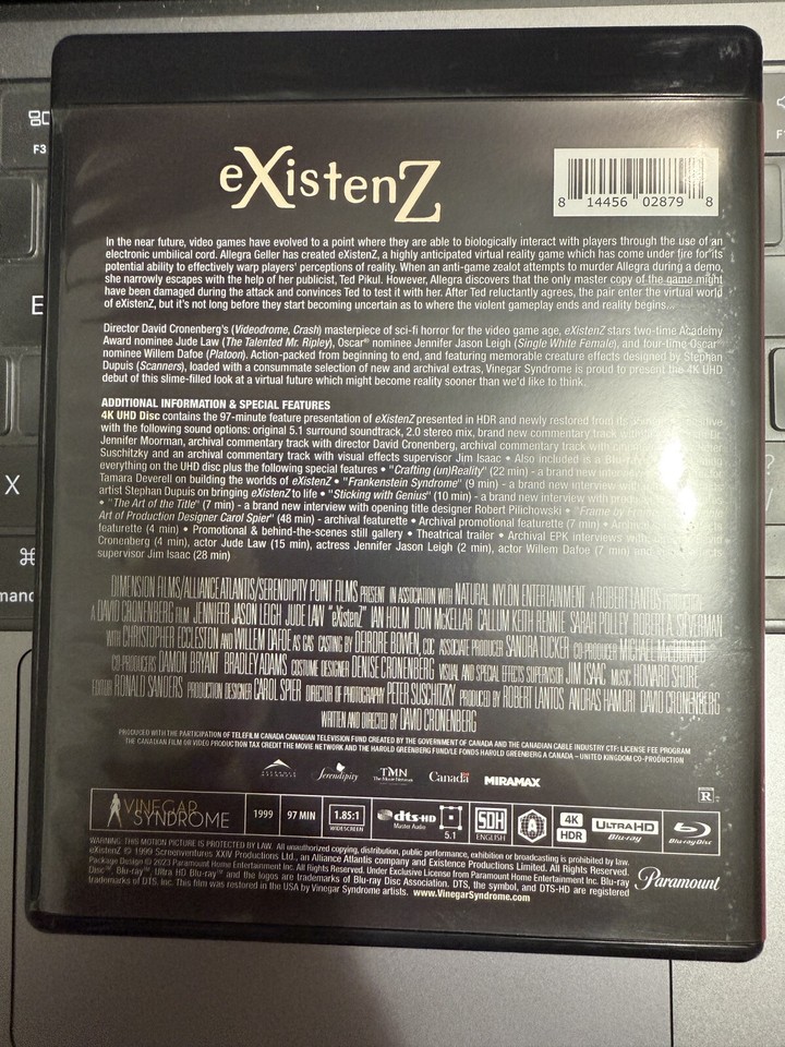 eXistenZ 4K & Blu-ray Vinegar Syndrome David Cronenberg 814456028798 | eBay