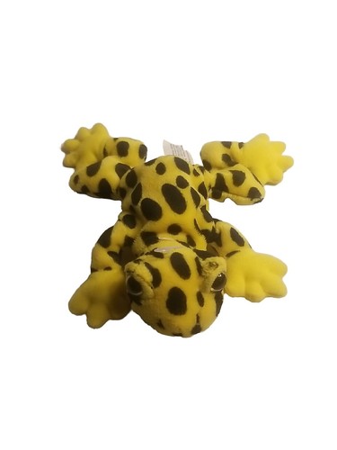 24 KT Plush Beanie Boppers 1997 Small Black and Yellow Frog Stuffed ...