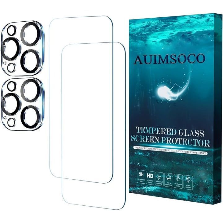 2 Pack Screen Protector iPhone 15 Pro [6.1 inch Display] with 2 Camera ...