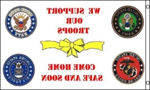 "WE SUPPORT OUR TROOPS" flag 3x5 ft poly military united states america ...