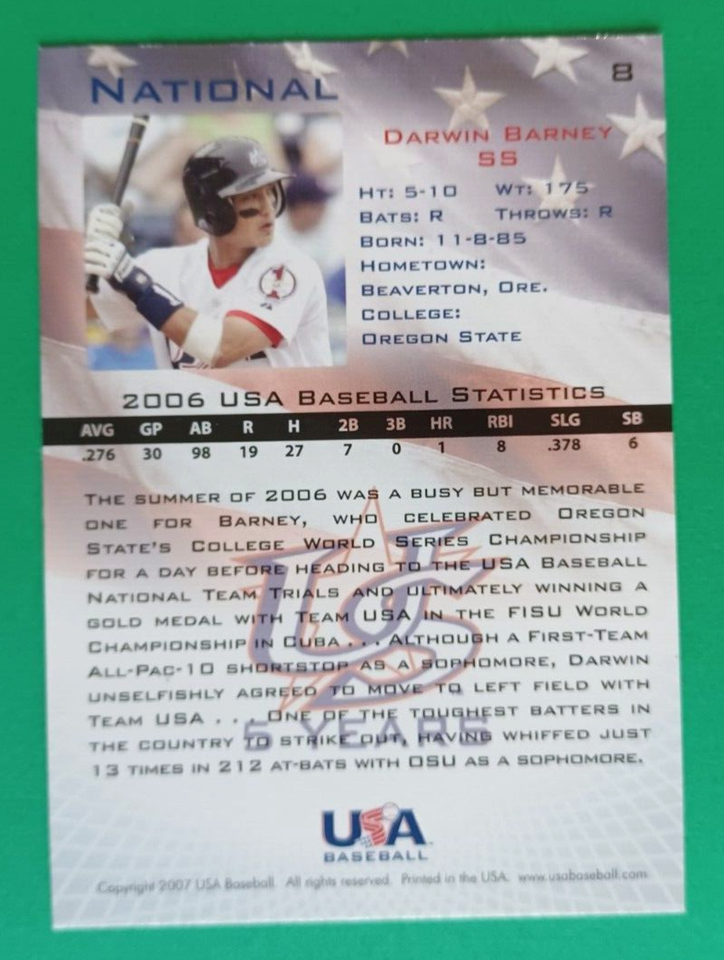 2006 USA BASEBALL DARWIN BARNEY #8 TEAM USA RC ROOKIE CHICAGO CUBS | eBay