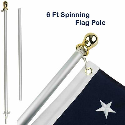 6ft Aluminum Spinning Stabilizer Flag Pole Gold Ball Adjustable Mount ...