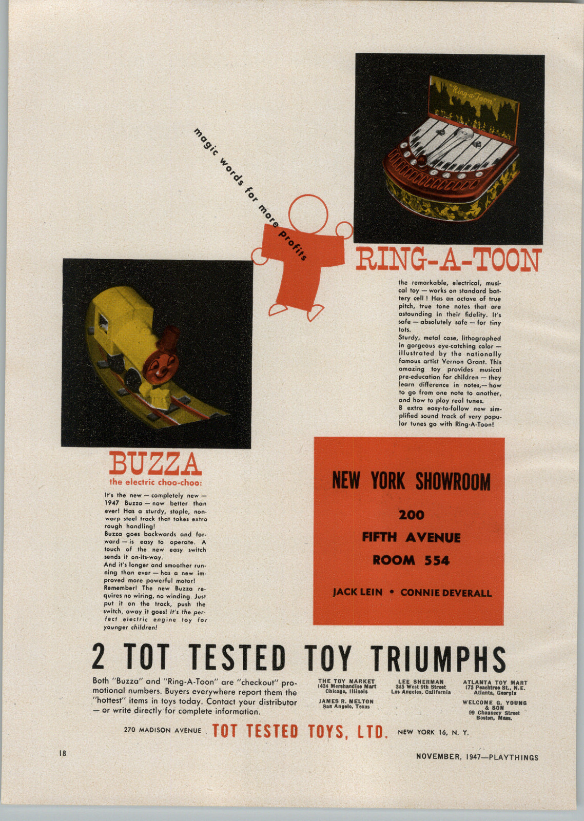 1947 PAPER AD Tot Tested Toys Co Buzza Electric Train Choo Choo Ring A ...