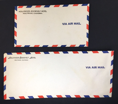 Vtg Air Mail Envelope Lot Hollywood Roosevelt Hotel California Ephemera ...