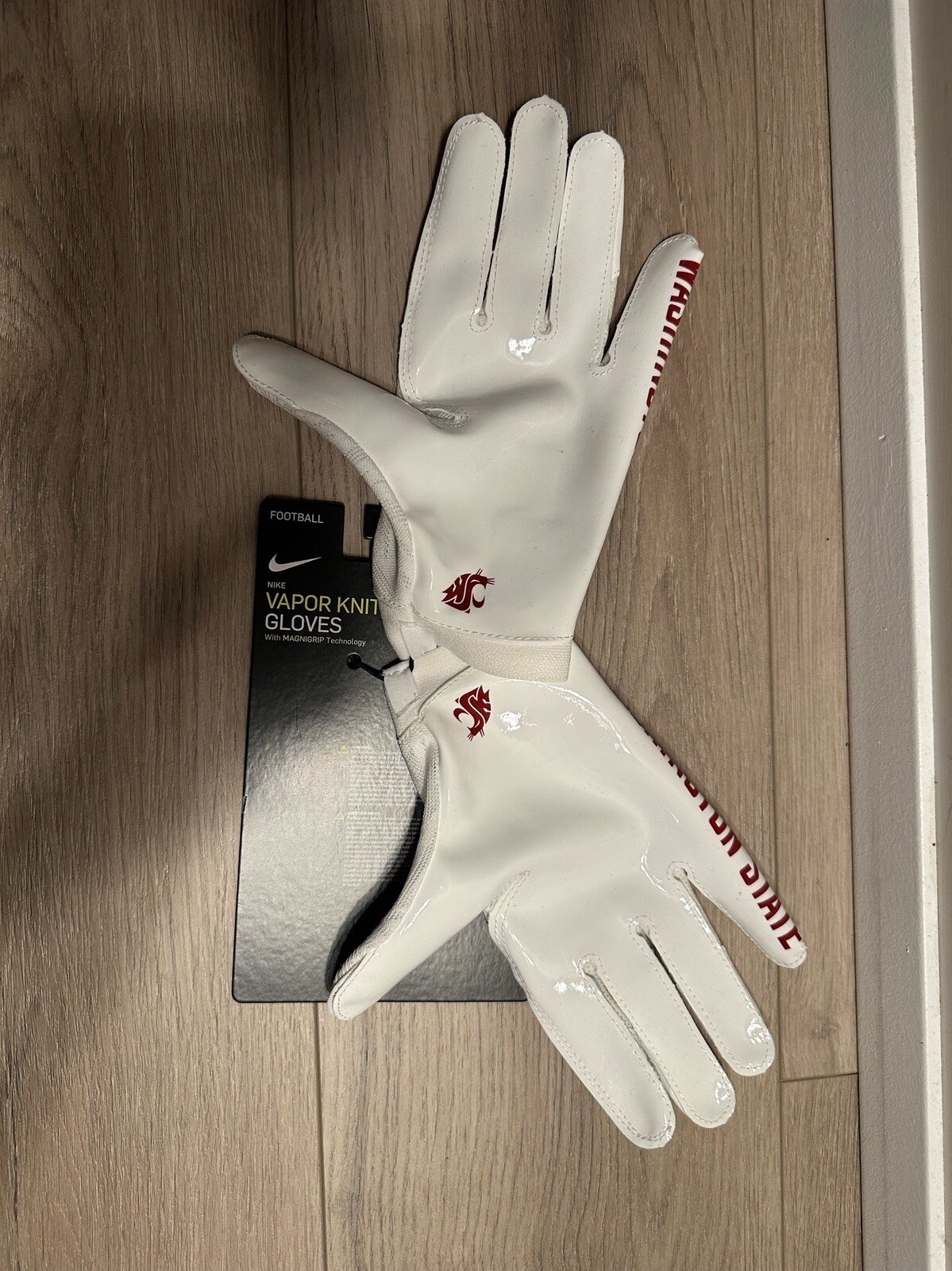 Nike Washington State Team Issued Vapor Knit 4.0 Football Gloves XL for ...