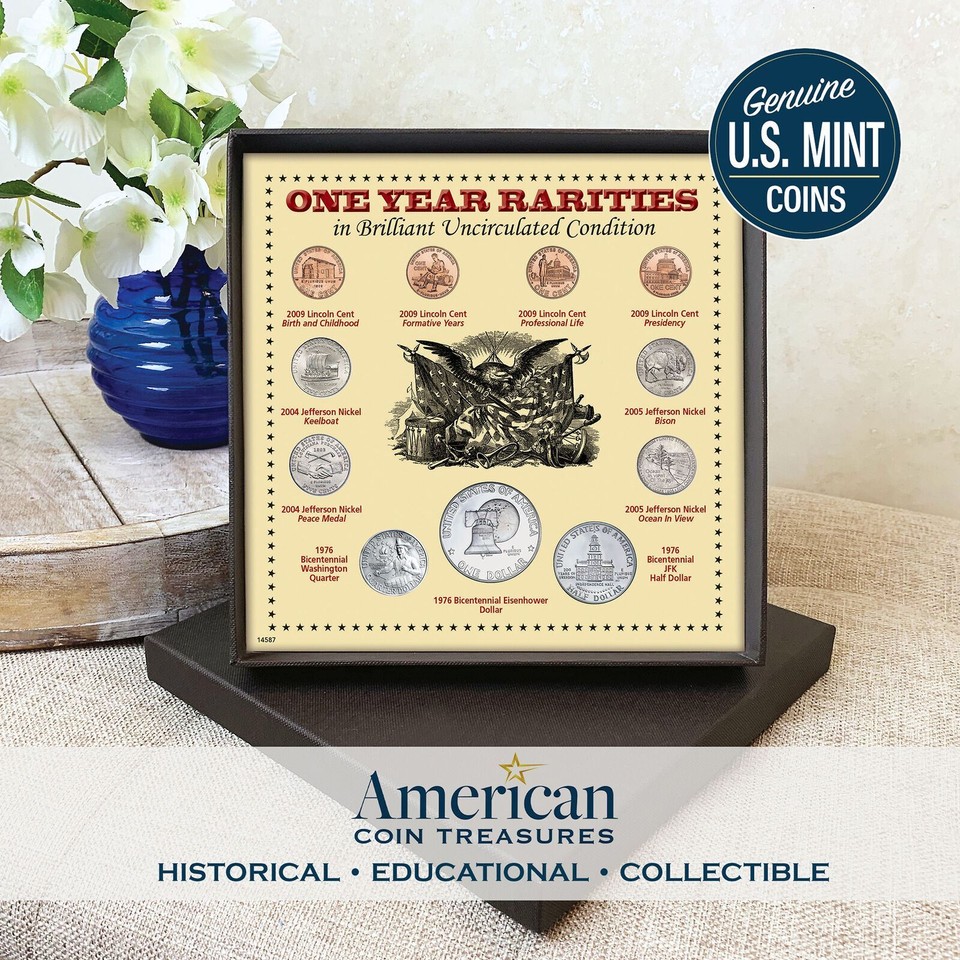 NEW American Coin Treasures One Year Rarities Eleven Coin Display Boxed ...