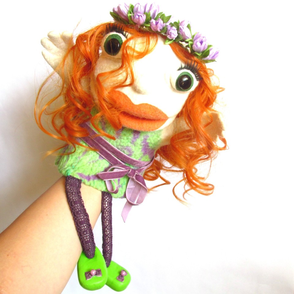 Marionette puppet Red hair Lady Woman Muppet style Creature puppet ...