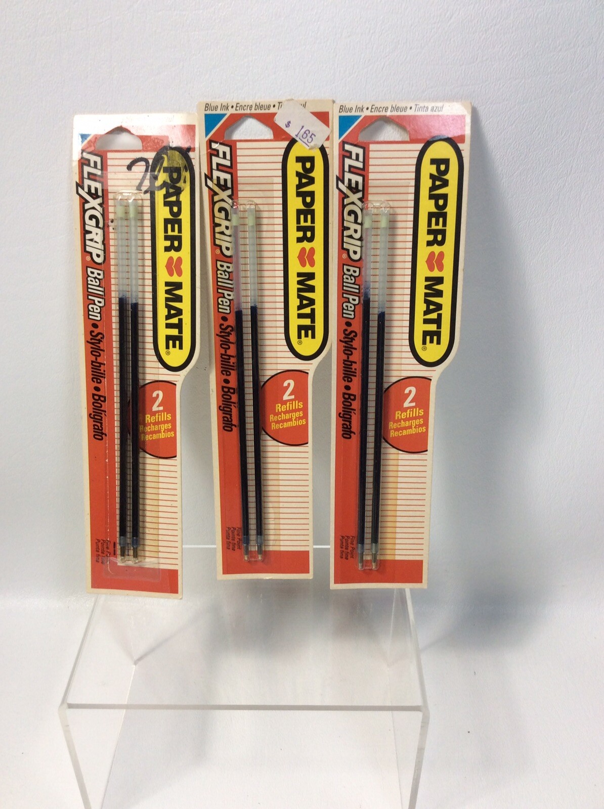 Lot Of 3 - 2 Packs Paper Mate Flexgrip Ball Pen Blue Ink Refills Fine ...