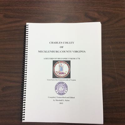 Charles Colley of Mecklenburg Co. VA, genealogy | eBay