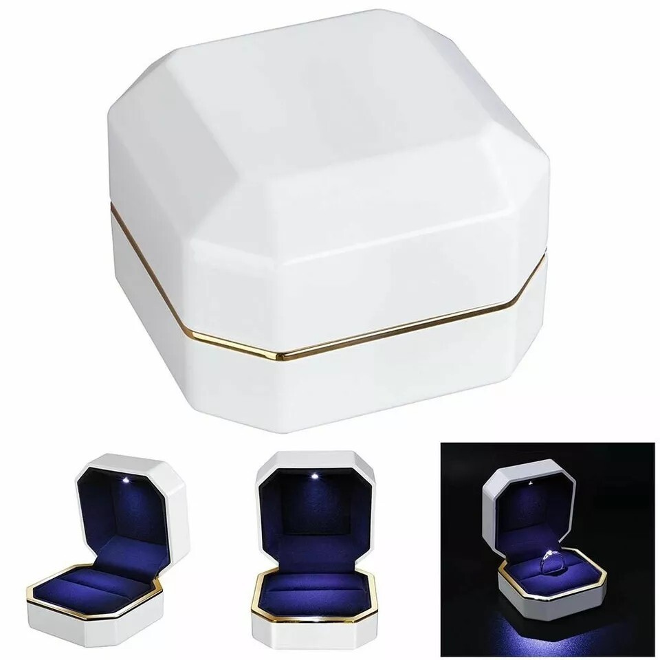 Diamond Ring Box with Led Light Jewelry Box Wedding Proposal Engagement ...