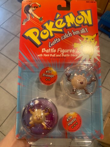 Pokemon Battle Figures Primeape #57 & Mankey #56 Ball & Battle Discs ...