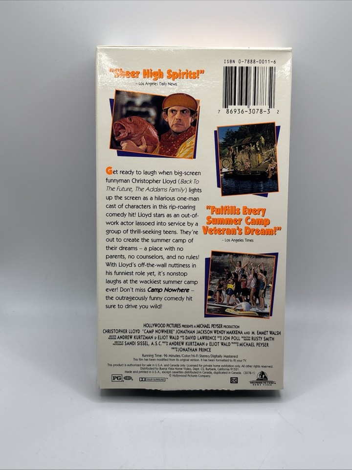 Camp Nowhere (VHS, 1996) Christopher Lloyd, Jonathan Jackson ...