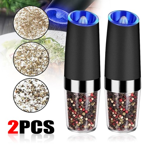 2x Gravity Electric Salt and Pepper Grinder Set Automatic Pepper ...