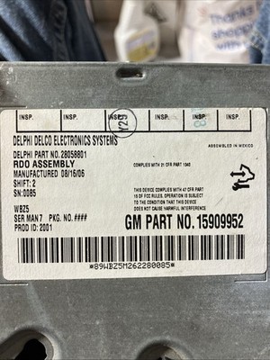 Delphi Delco Electronics Systems Car Radio 28058801 OEM GM Part ...