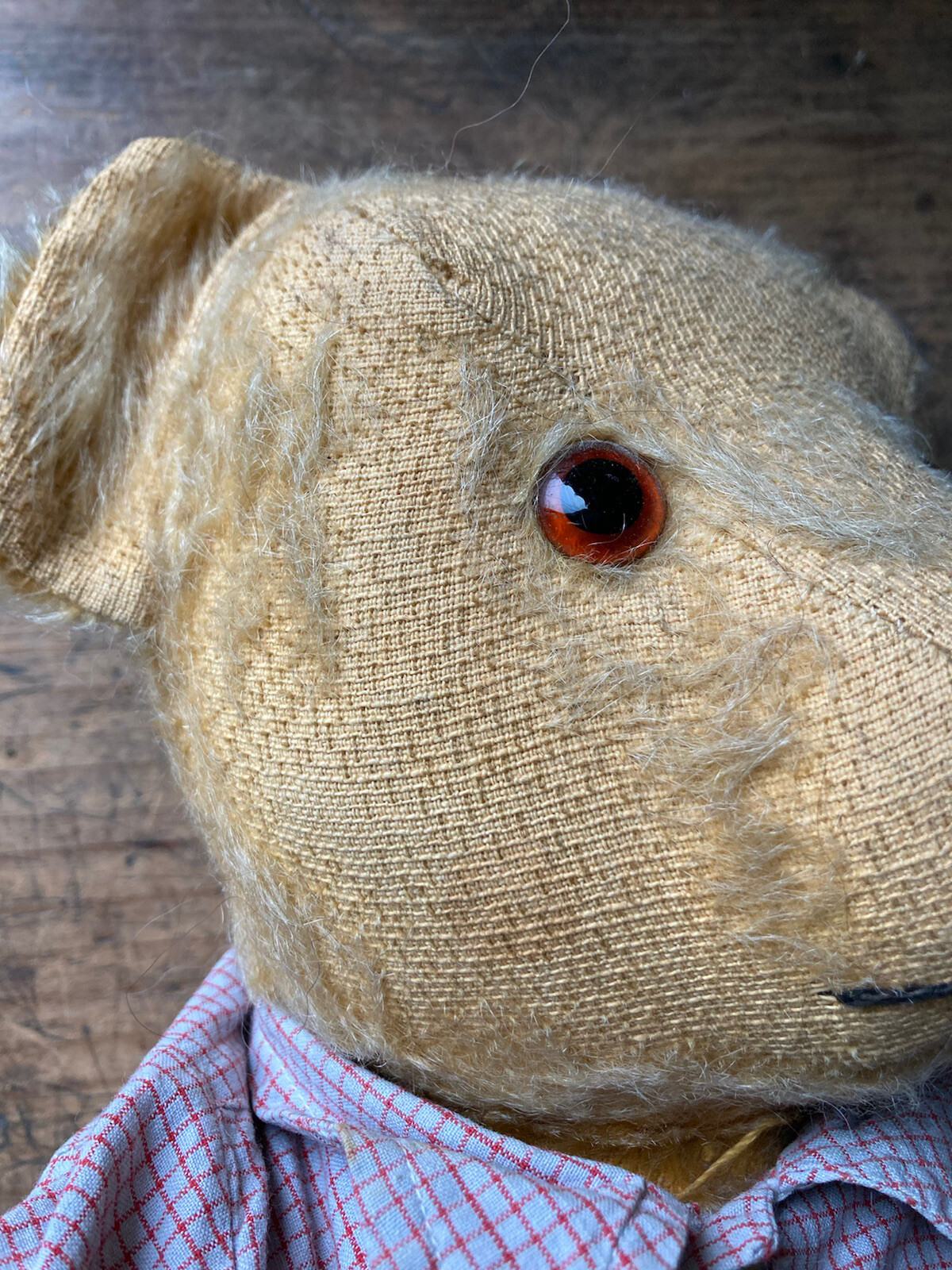 Antique 15” Mohair Jointed Teddy Bear With Glass Eyes Excelsior ...