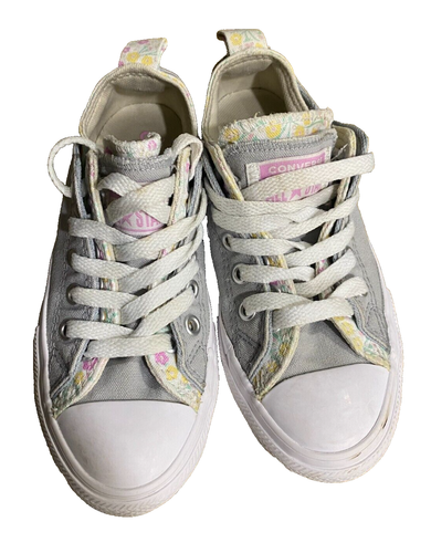 Converse Low Top Shoes Junior Youth Girls Size 13 Gray Floral 667210F ...
