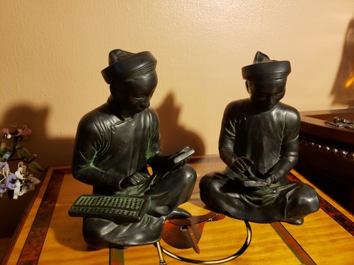 Vintage Austin Productions USA Pair Of Chinese Scribe And Mathematician ...