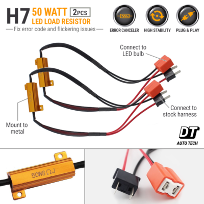 H7 LED DRL Fog Light Canbus 50W 6Ohm Load Resistor Wiring Canceller ...