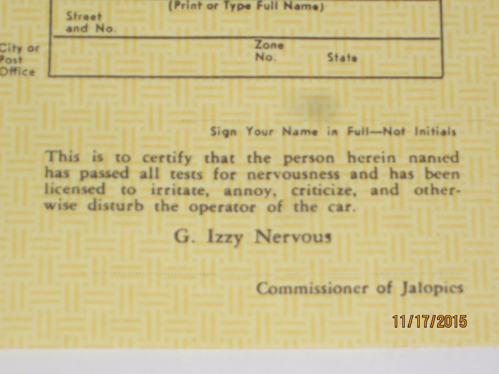 Back Seat Driver's License - Gag/Joke/Novelty Funny, Fake, Bad Driver's ...