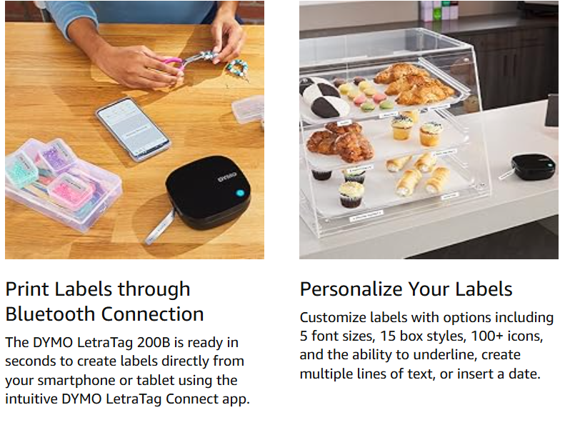 DYMO LetraTag 200B Bluetooth Compact Label Maker Value Pack, Wireless ...