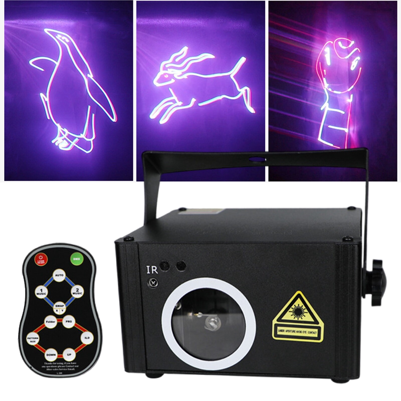 500mW DMX-512 TF Card Animation Laser Projector DJ Disco Xmas Stage ...