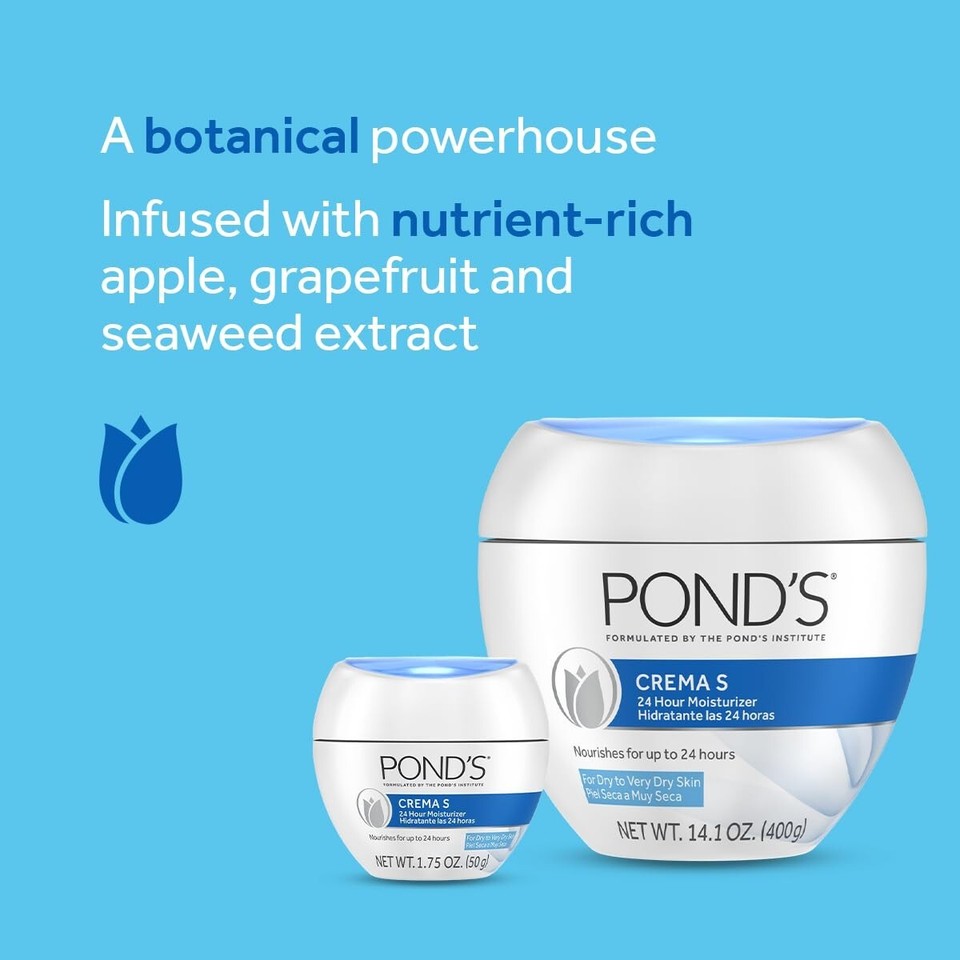Pond's Crema S Nourishing Face Moisturizer for Women (14.1oz) Skin Care ...