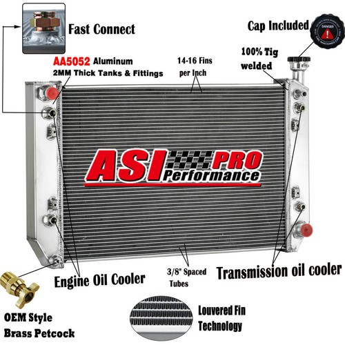 3 Row 52mm Aluminum Radiator For 1994-1998 1997 Chevrolet P30 GMC P3500 ...