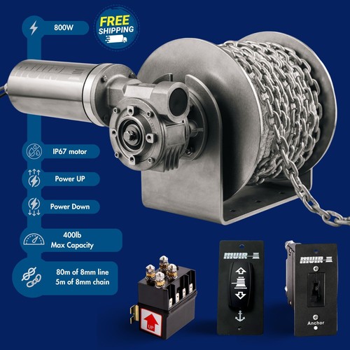Muir DW08 Anchor Winch-16' to 28' vessels -Marine Grade Stainless316 ...