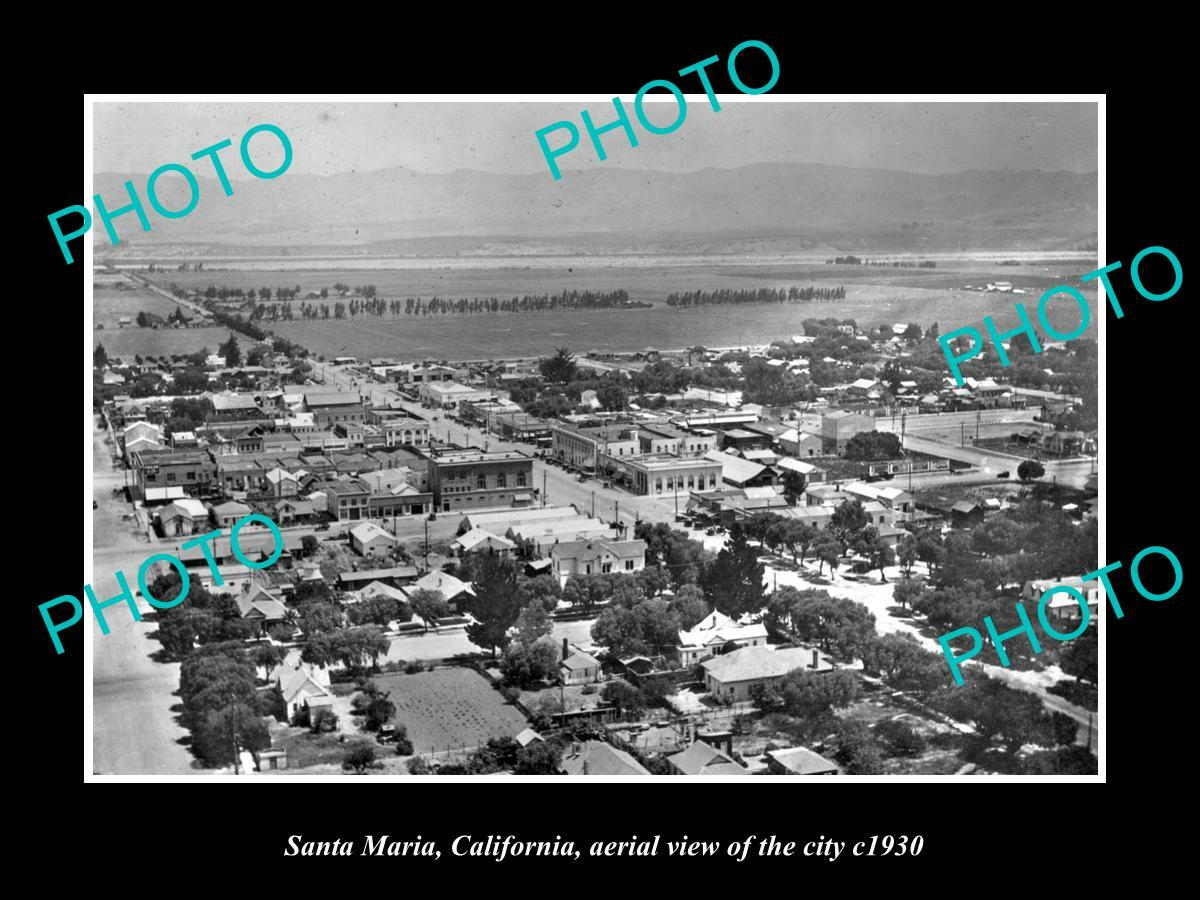 OLD POSTCARD SIZE PHOTO OF SANTA MARIA CALIFORNIA AERIAL VIEW OF CITY ...