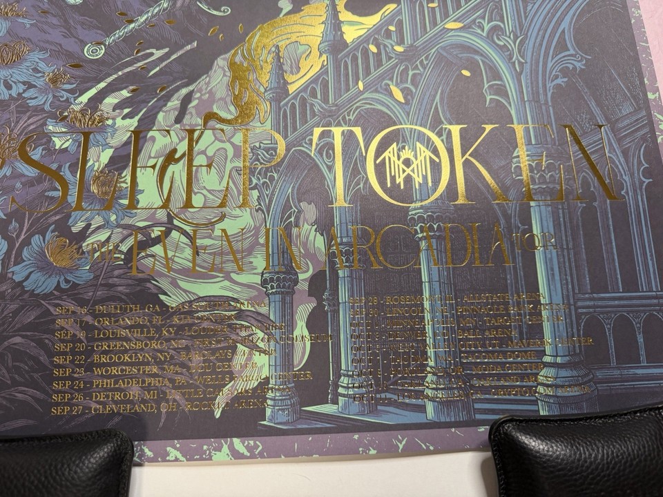 SLEEP TOKEN Even in Arcadia Tour Gold Foil Screen Print 2025 OFFICIAL ...