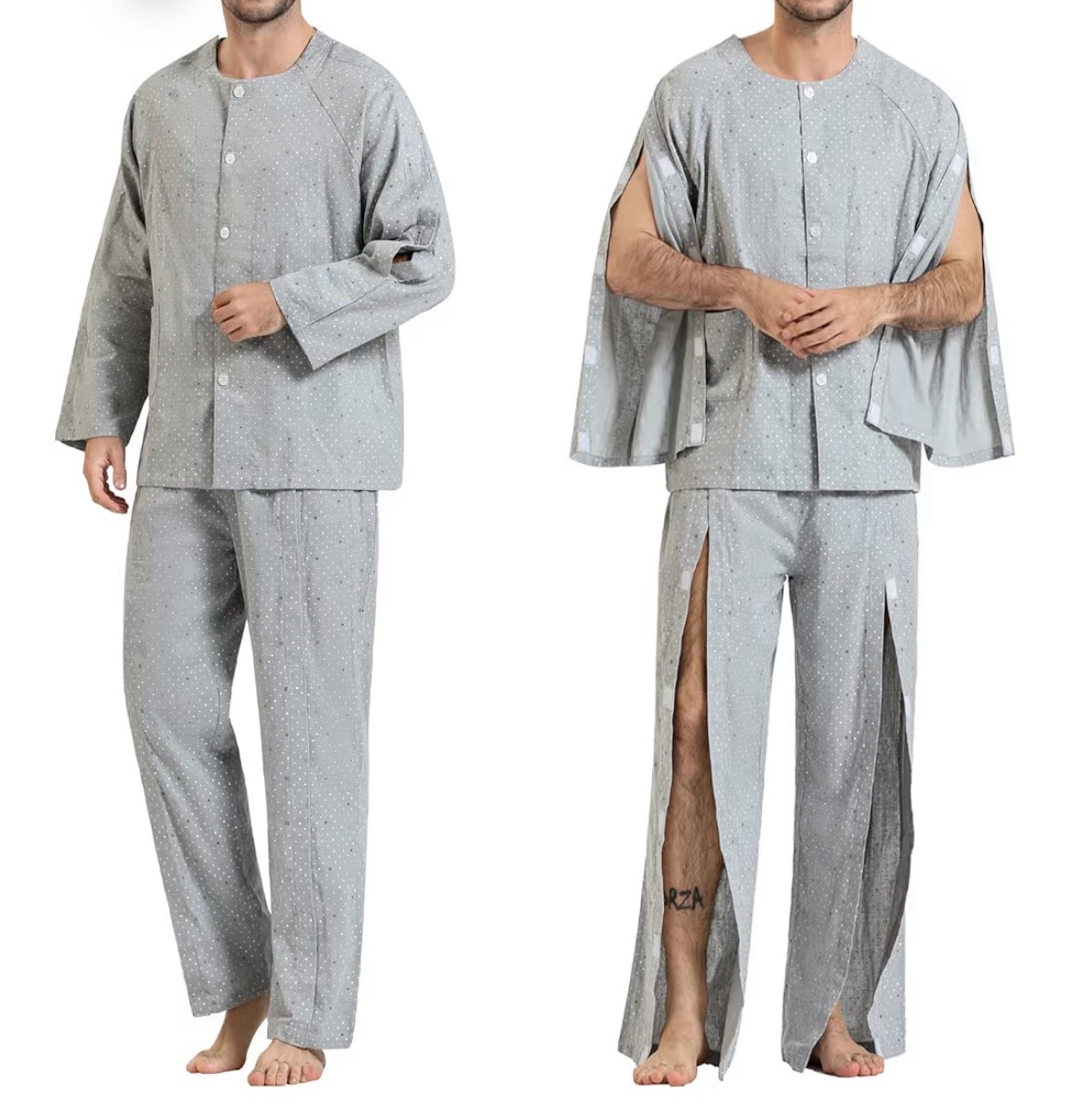 Bedridden Patient Clothing, Hook and Loop Tear Away Cotton Patient ...