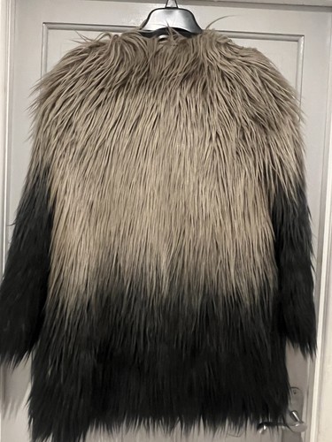🔥UNREAL FUR🔥Grey/ Black Ombre Shaggy Mongolian Faux Fur COAT S | eBay UK