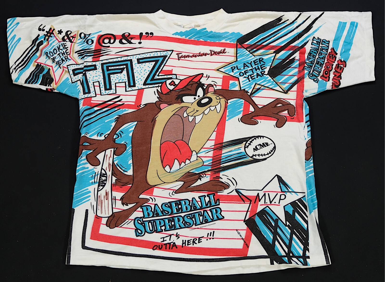 Rare Vintage Looney Tunes Taz Baseball Superstar All … - Gem