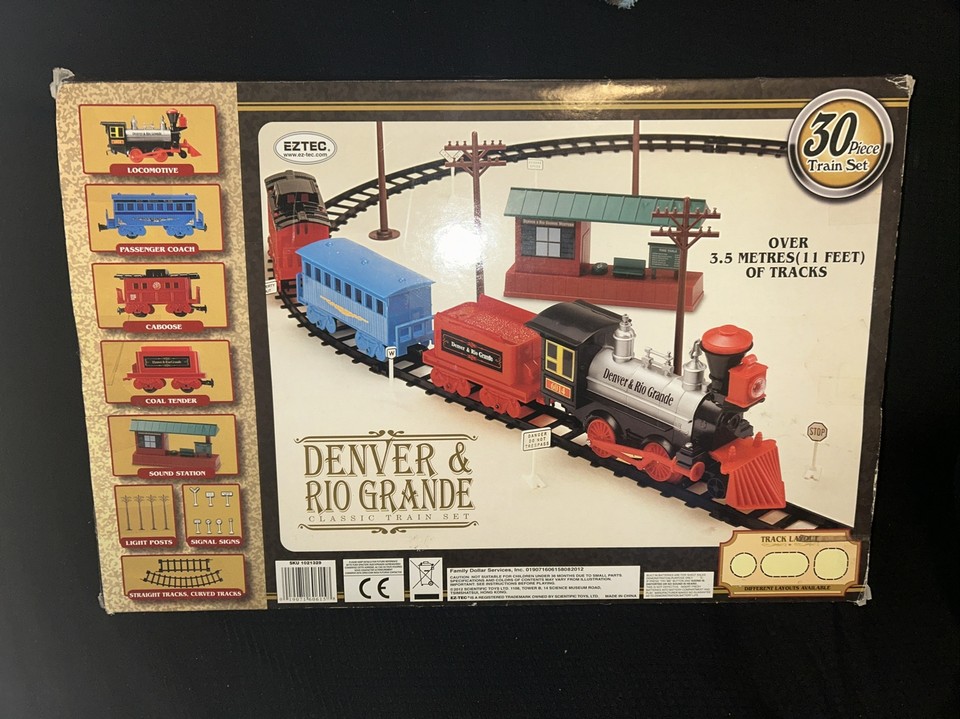 EZTEC Train Set Christmas Holidays DENVER & Rio Grande O Gauge Battery ...